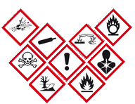 Pittogrammi GHS o simboli arancioni di pericolo?
