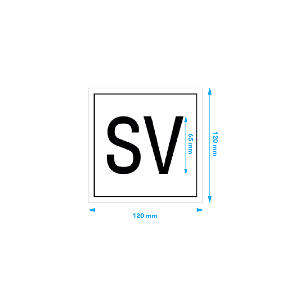 SV mark / SV panel for gas tanks - ADR class 2