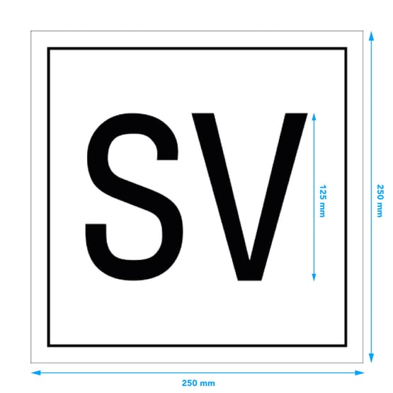 SV mark / SV panel for gas tanks - ADR class 2